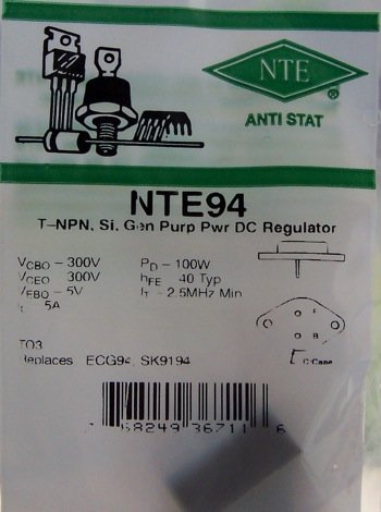 Amazon.com: NTE NTE94 NPN, TO-3; POLARIDAD DEL TRANSISTOR: NPN; VOLTAJE DEL EMISOR DEL COLECTOR ...