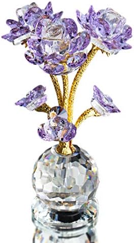 QFkris - Figura de Vidrio de Rosa de Vidrio Morado, Estatua ...