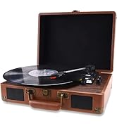 Record Player, VOKSUN Portable Bluetooth Vinyl Turntable with Built-in ...