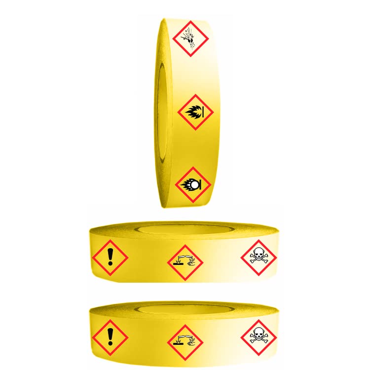 Buy 3 Sets of 10 Meter Roll Hazard Warning Tape: Irritant, Corrosive ...