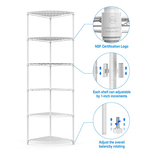 Snapklik.com : 6 Tier NSF Corner Wire Shelf Shelving Unit, 18 X 18 X 72 ...