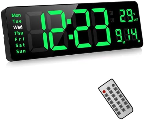Fuloon Digital Wall Clock, 13 inch Large Display Digital Alarm Clock ...