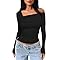 Darong Women's One Off Shoulder Long Sleeve Tops Ruched Going Out Crop ...
