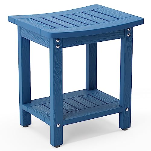 LUE BONA Poly Shower Bench Seat, Navy Blue Shower Stool for Inside ...