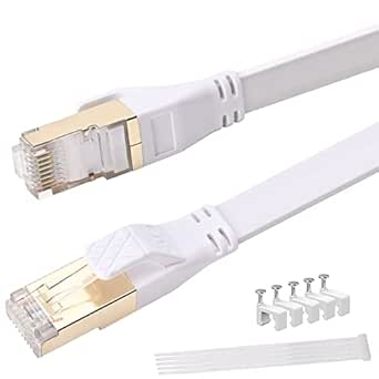 VMUND Cat 8 Ethernet Cable 3 Ft, High Speed Cat8 Flat Internet Cord 3 Foot, Outdoor Shielded ...