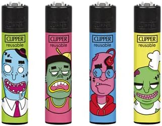 4 x Clipper Lighters - ZOMBIE AGE 1 - Gas Lighter Refillable You get ...