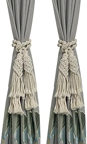 Amazon.com: 2 Pack Boho Cotton Curtain Tiebacks, Vifoulal Natural Rope ...