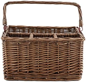 Amazon.com - Wicker Wine Storage Basket, Flatware Holder with Handle ...