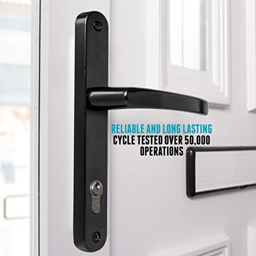 UPVC Door Handles Set – Black – Lever/Lever – 92mm PZ (Centres) – 215mm ...