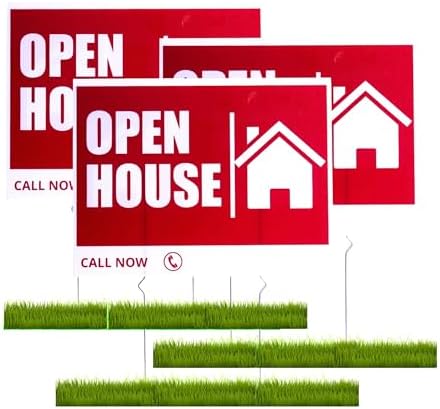 Amazon.com : Open House Yard Sign Set- 17x13 Inches- 3-Piece - Double ...