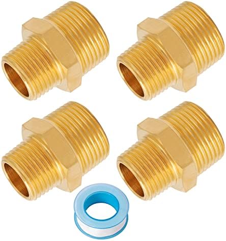 SUNGATOR Brass Pipe Fittings, Reducing Hex Nipple, 1/2 inch NPT Male to ...