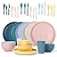 Amazon.com | Wheat Straw Dinnerware Sets -DAPIPIK 42 Piece Unbreakable ...