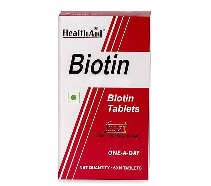 HealthAid Biotin - 60 Tablets (Pack of 1 of 60 Tablets) : Amazon.in ...