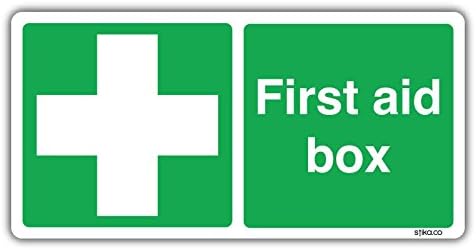 First aid signs First aid box safety sign - Self adhesive sticker 150mm ...