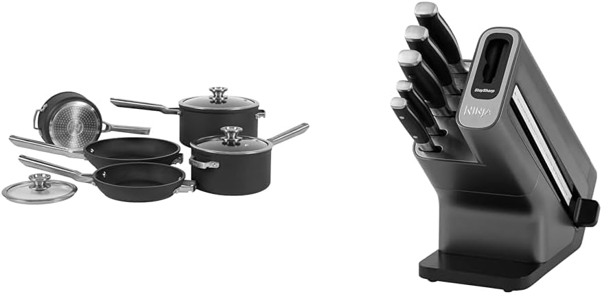 Ninja ZEROSTICK Stackable Cookware 5-Piece Pan Set, 3 Saucepans with ...