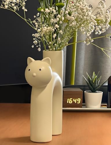 Amazon.com : TIME&TRAVE Cat Push Flower Vase for Home Decor Cute Vases ...
