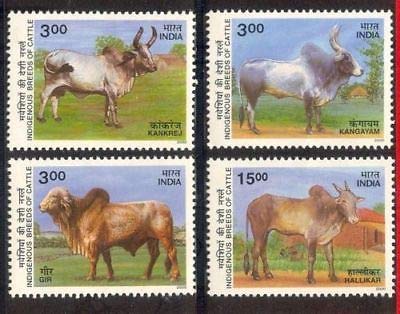 India 2000 Indigenous Breeds Cattle Fauna Agriculture 4v Stamp Set ...