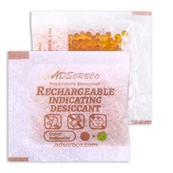 Adsorbco Rechargeable Desiccant, Indicating Silica Gel Packets ...