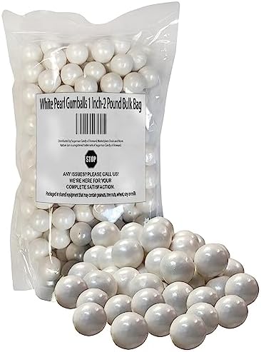 Amazon.com : White Pearl Gumballs 1 Inch-2 Pound Bulk Bag For Corporate ...