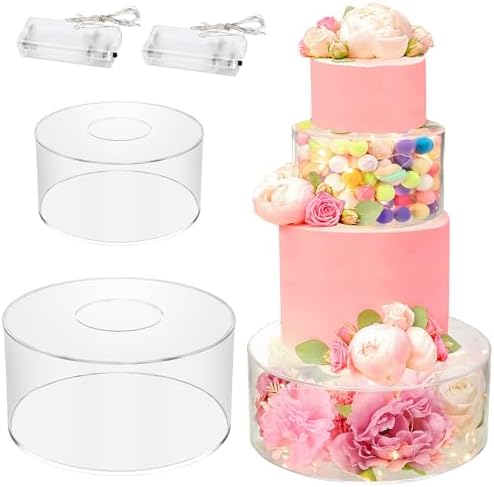 2 Pcs Acrylic Cake Stand,Clear Fillable Cake Stand Cylinder Cake Riser ...