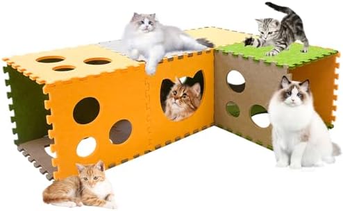 Amazon.com: 16 Pcs DIY Cat Play Tunnel, Foldable Cat Hideaway Cave Felt ...