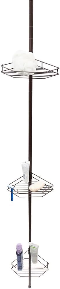 Amazon.com: Home Basics 3 Tier Tension Rod Shower Caddy, Bronze: Home ...