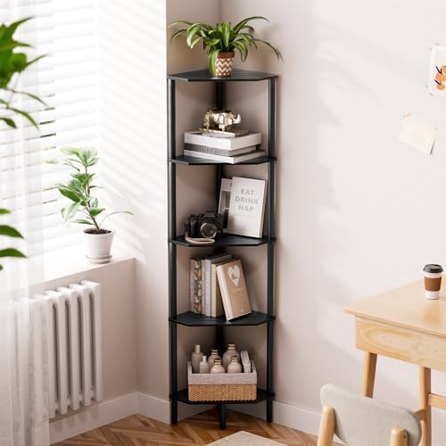 Amazon.com: Atoping Black Corner Shelf, Industrial 5-Tier Corner ...