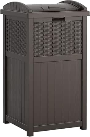 Amazon.com: 33 Gallon Hideaway Can Resin Outdoor Trash with Lid Use in ...