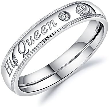 His Queen Wedding Bands Men's Women Stainless Steel Bridal Ring Set ...