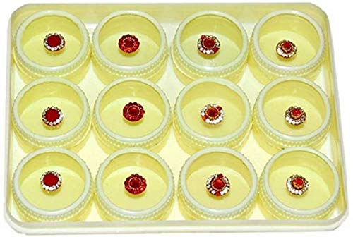 Red Stylish Diamond Stone Round Bindis for Women and Girl Foredead (Set ...