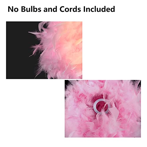 LOLYSIC Pink Feather Light Shade, Fluffy Lamp Shades for Ceiling Light ...