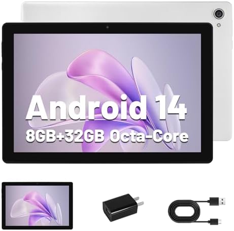 Pazhonz 10.1 Inch Tablet Android 14 Octa-core Processor Tablet with 8GB ...