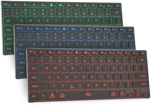 Rii Bluetooth Keyboard,Wireless Keyboard with RGB Backlit,Portable Mini ...
