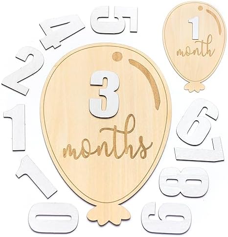 Amazon.com : Baby Monthly Milestone Cards - Wooden Monthly Milestone ...