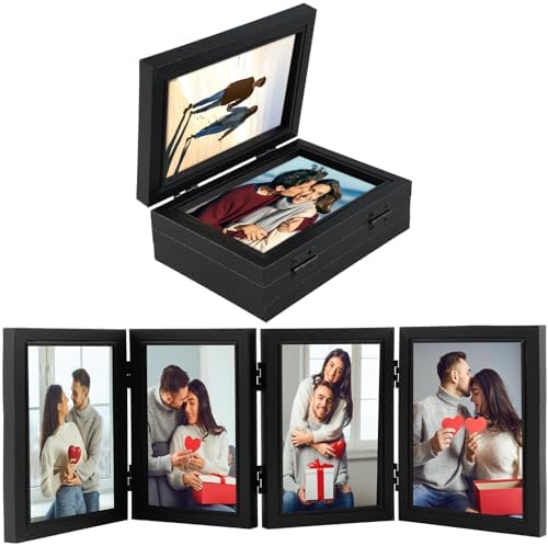 4x6 Photo Frame Hinged Folding Wood Picture Frame with Glass Front ...