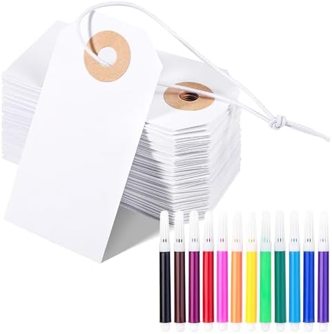 120x60mm Large Price Tags with Strings, White Gift Tags Tie on Blank ...