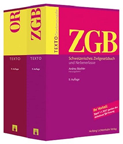 Texto Kombipaket ZGB, OR: Stand 1.1.2017 : Büchler, Andrea, Schulin ...