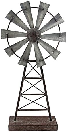 Amazon.com : Farmlyn Creek Metal Windmill for Farmhouse Decor, Rustic ...