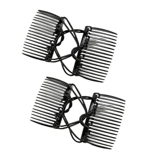 Amazon.com : 2Pcs Stretchy Comfy Hair Comb Clips, Double Slide Hairpins ...