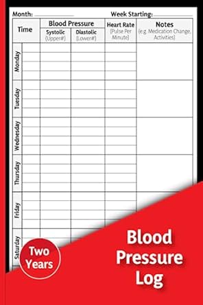 Blood Pressure Log: Blood Pressure Log Book | Simple Daily Blood ...