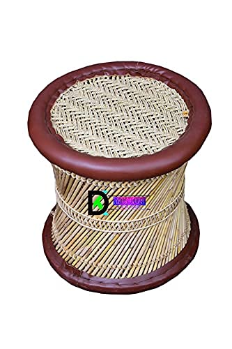 Priyansh Mudda House Handmade Sarkanda Wooden Muddi/Stool (Wood, Brown ...