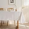 Amazon.com: Cream Linen Tablecloth for Rectangle Table Farmhouse Burlap ...