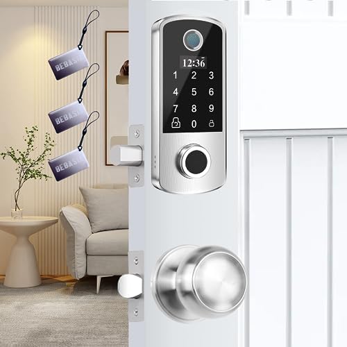 Yosimika Fingerprint Door Lock, OLED Display&Voice Guide Keyless Entry ...