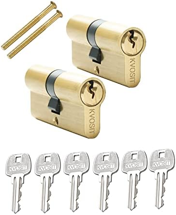 63mm Solid Brass Lock Cylinder 2pcs with 6 Brass Keys Key Alike Pella ...