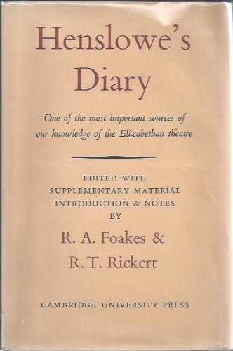 Amazon.com: Henslowe's Diary: 9780521052443: R. A. Foakes, R. T ...