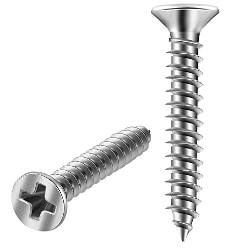 Snapklik.com : 100 PCS #10 X 3/4 Inch Flat Head Phillips Wood Screws, 18/8