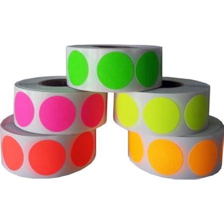 Amazon.com : 3/4" .75 Color Coding Dot Stickers Fluorescent Neon ...
