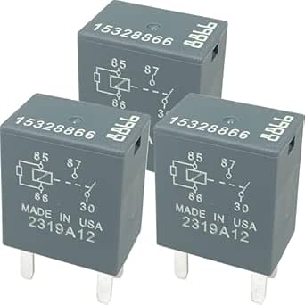 Paquete de 3 relés 15328866 12 V CC 20 A 4 pines compatibles para ...