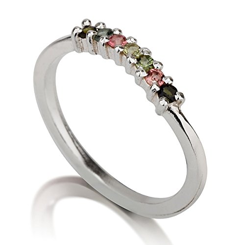 Amazon.com: Seven Stones Sterling Silver Engagement Tourmaline Promise ...