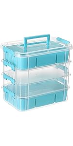 Amazon.com: JUXYES 2 Pack 3-Tiers Stack Carry Storage Box With Divided ...